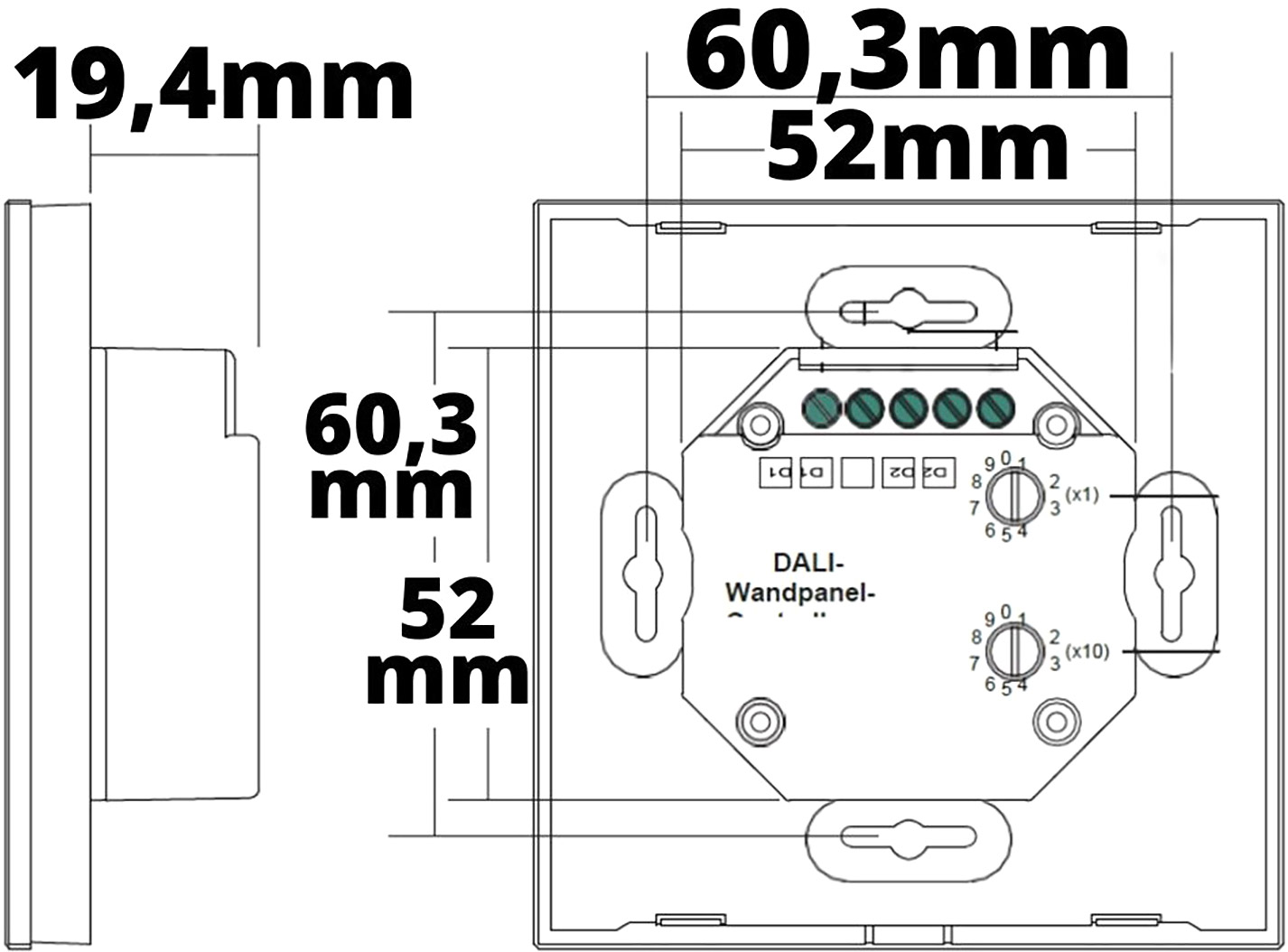 ISOLED DALI DT8 RGB+W 1 Einbau-Touch Master-Controller schwarz 100-240V ...